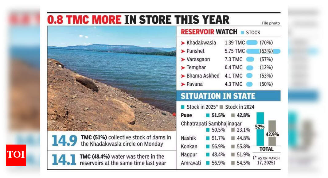 Dams’ stock down to half, irrigation dept & PMC explore options to save water for summer | Pune ...