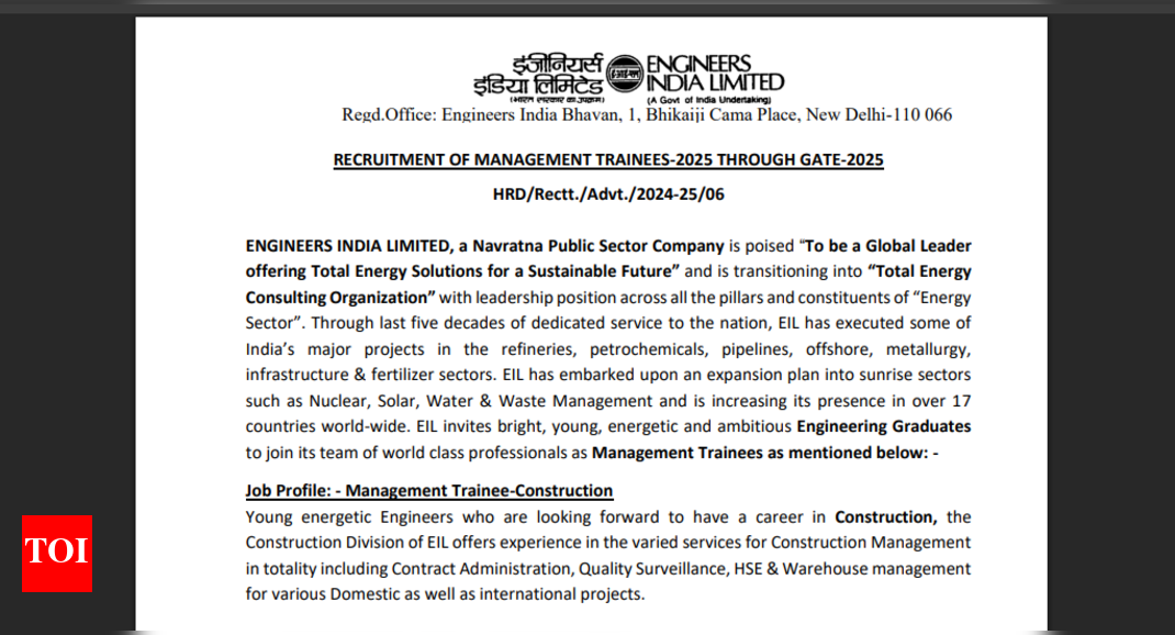 EIL Management Trainee registration 2025 underway: Direct link to apply ...
