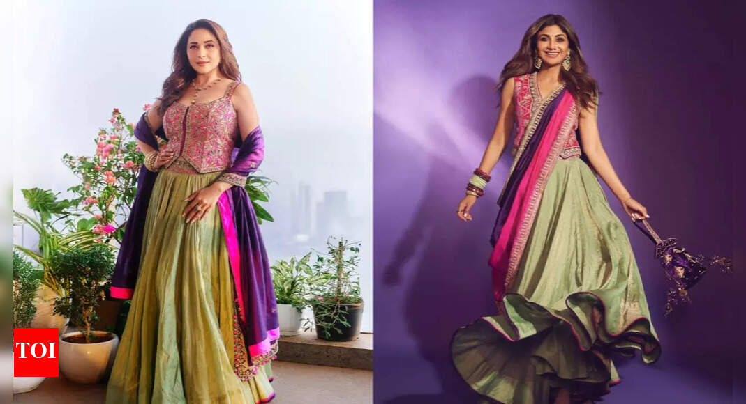 Madhuri Dixit vs Shilpa Shetty in Puneet Balana lehengas: Who wore it ...