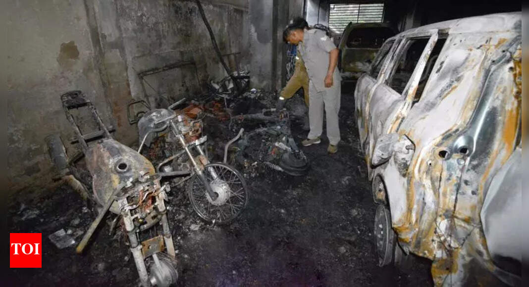 Vehicles gutted as e-bike on charging catches fire in aptt parking ...