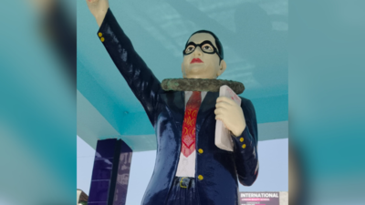 Rudrapur Bhimrao Ambedkar Statue: Tyre around Dr Bhimrao Ambedkar ...