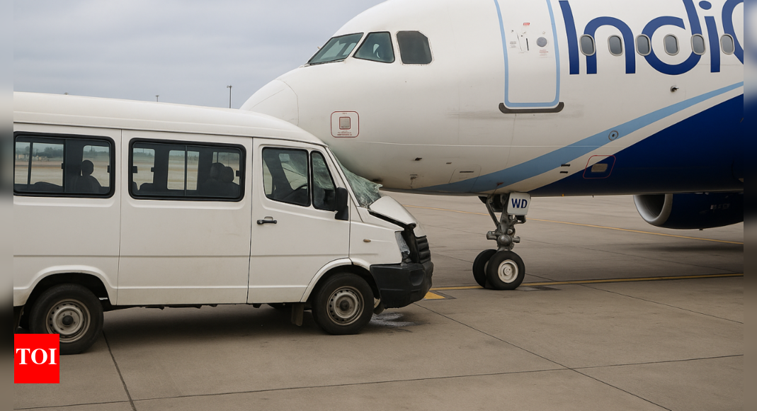 Mini bus collides with stationary Indigo aircraft at Bengaluru airport ...