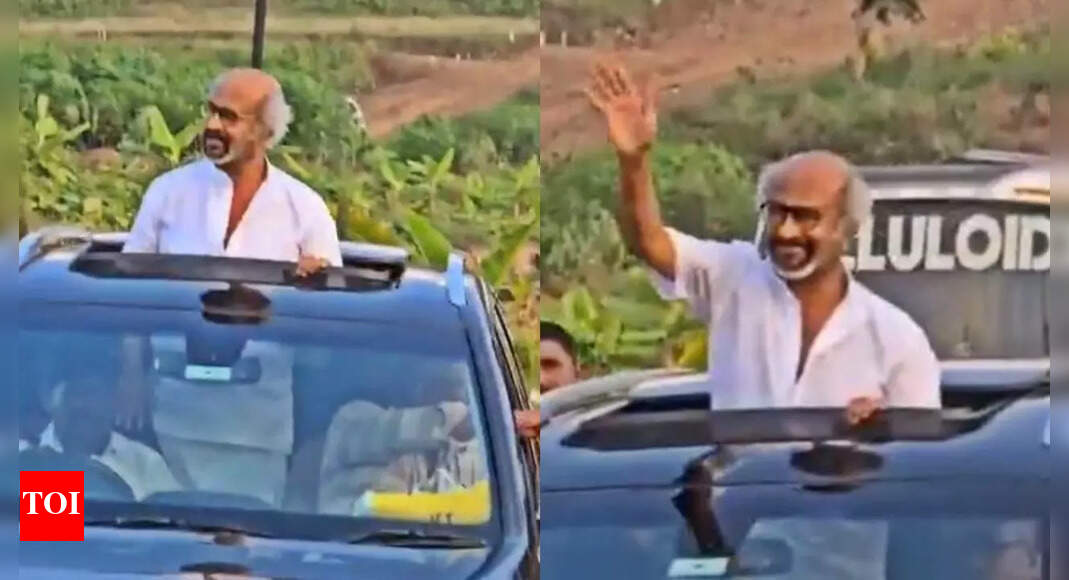 Rajinikanth proves his timeless style as he greets fans with classic ...