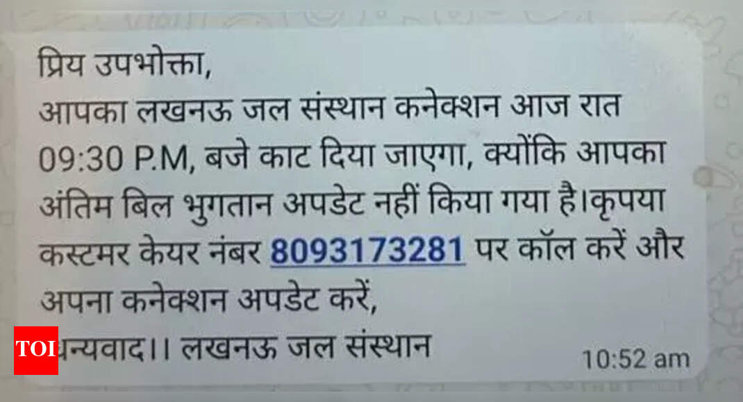 Cyber fraud alert: Fake water bill messages scamming Lucknow locals | Lucknow News - The Times ...