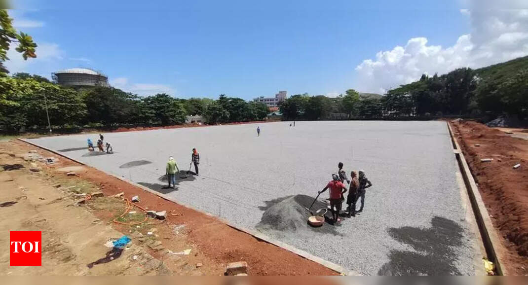 New astro turf football ground gets ready at Nehru Maidan | Mangaluru ...