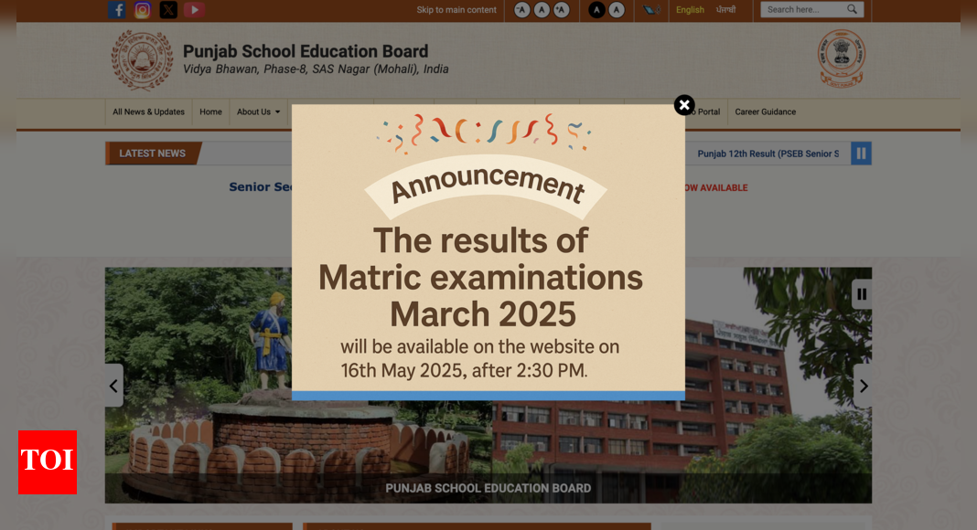 PSEB 10th Result 2025 Live: Direct link for Punjab board class 10th ...