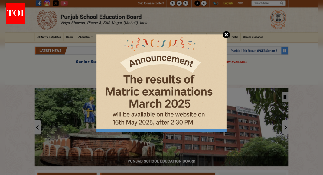 PSEB 10th Result 2025 Live: Direct link for Punjab board class 10th ...
