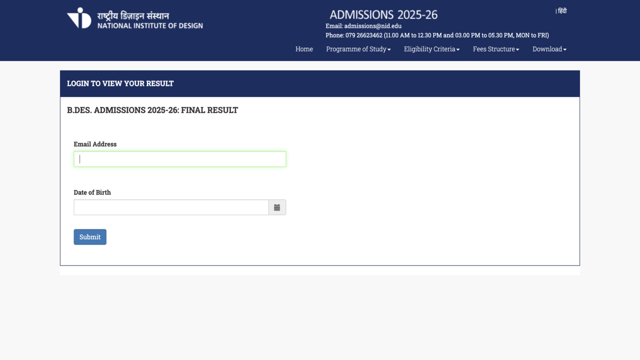 NID DAT BDes 2025 final result declared, submit campus preference online till this date - The ...