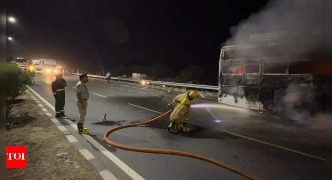 Tourist bus catches fire on Aligarh-Delhi highway; staff flee, leave ...
