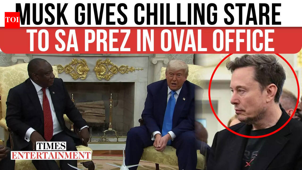Musk Forgets To Blink? Cold Stare At South African President During ...