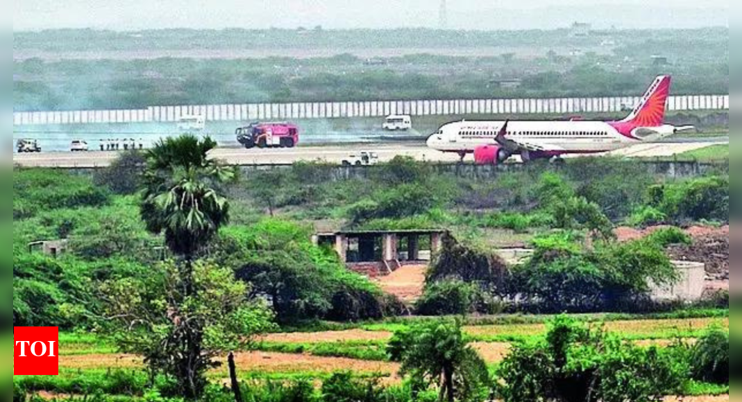 3 flights diverted as cracker to scare birds sets grass ablaze at Surat airport | Surat News ...