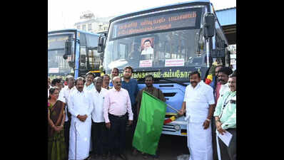 Minister launches nine new buses in Trichy | Trichy News - Times of India