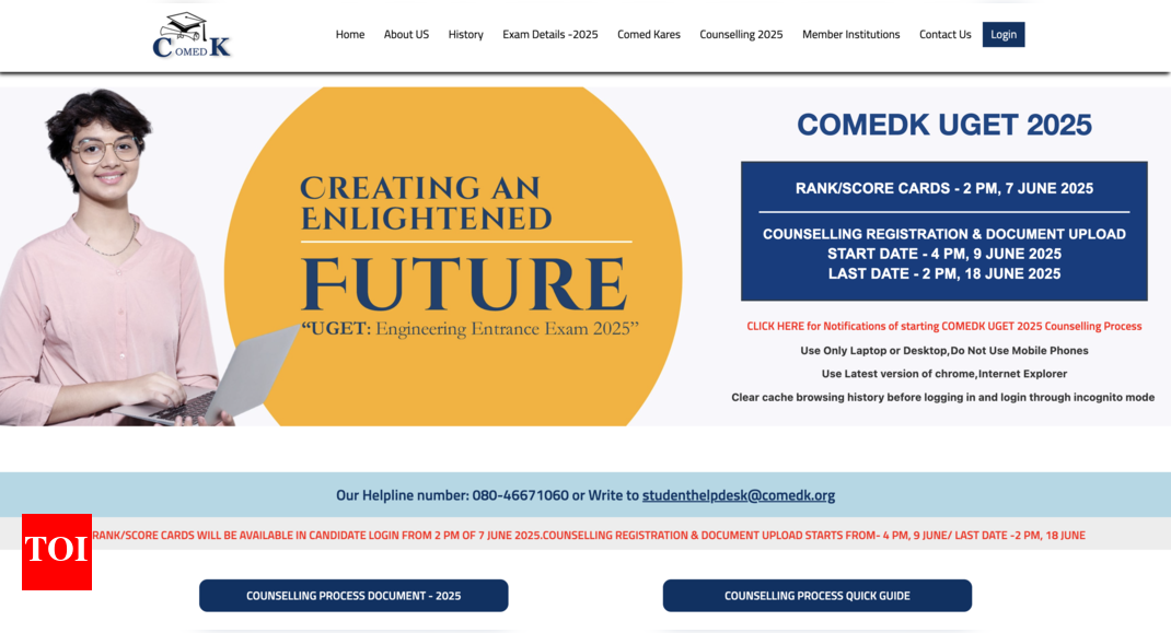 COMEDK counselling 2025 registration begins at comedk.org: Check how to ...