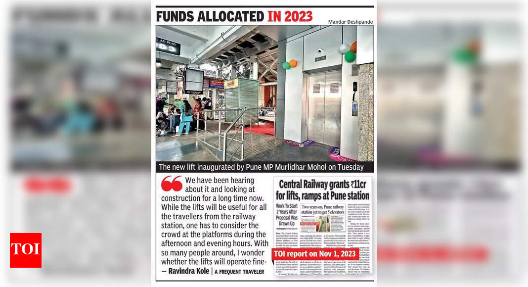 Two elevators inaugurated at Pune railway station after years of wait | Pune News - Times of India