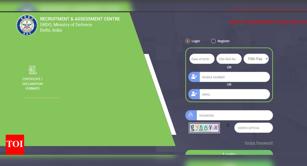 DRDO RAC Scientist B recruitment 2025 registration window last date ...