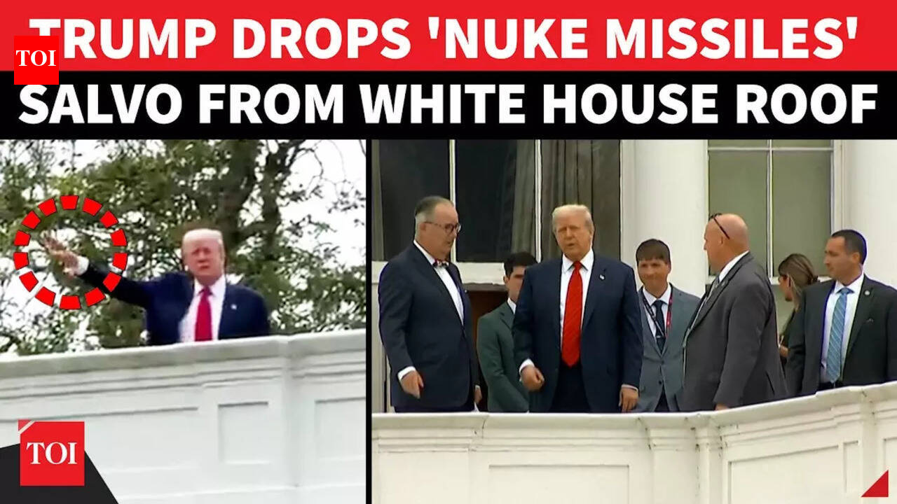 Trump Stirs 'Nuke' Pot? Mimics 'Missile Launch' From White House Roof ...