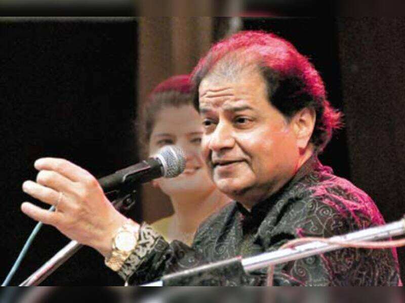 Anup Jalota performs at a musical event hosted by a training institute ...