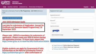IGNOU admission 2025: Last date for July session extended till 30th September for all ODL and ...