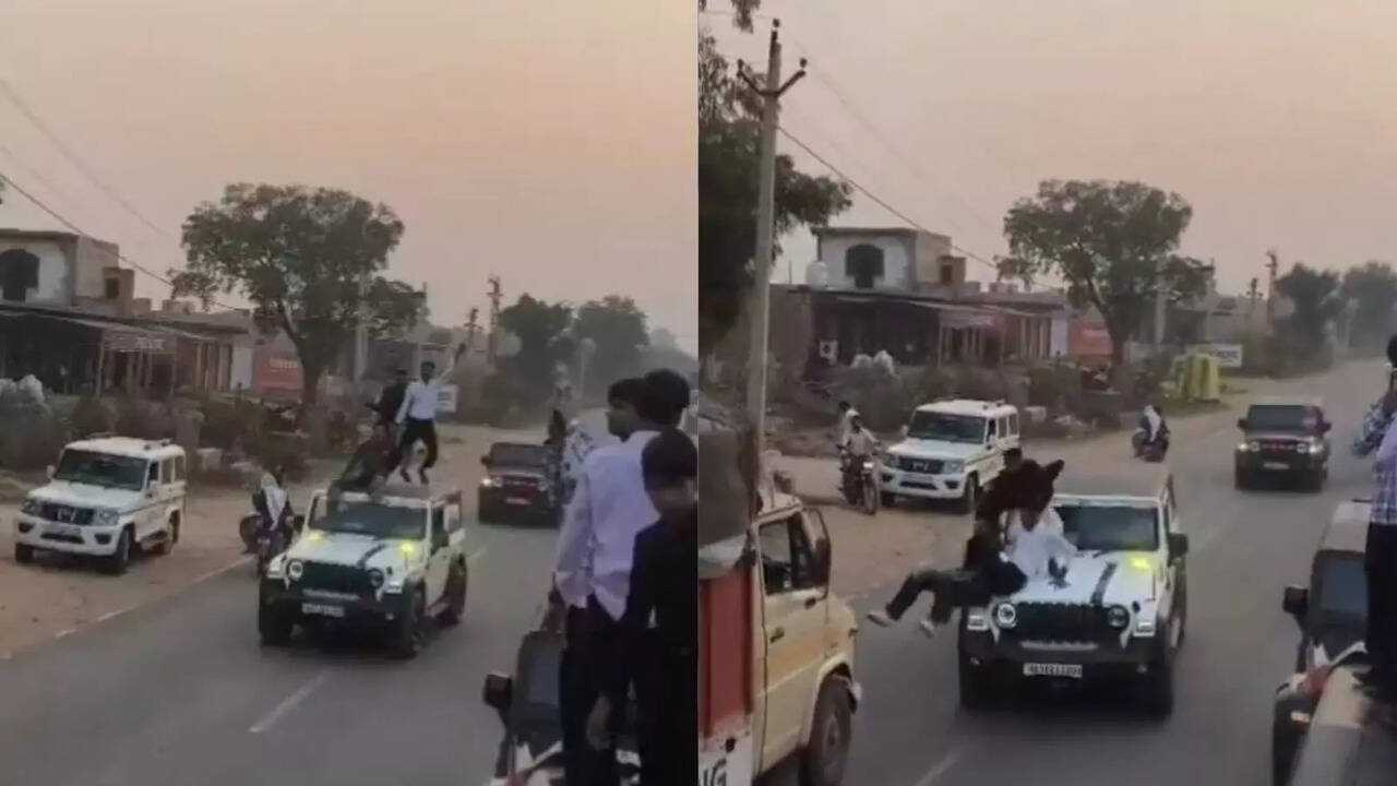 Viral Video Shows Men Standing on Moving Thar, Fall Hard After Sudden ...