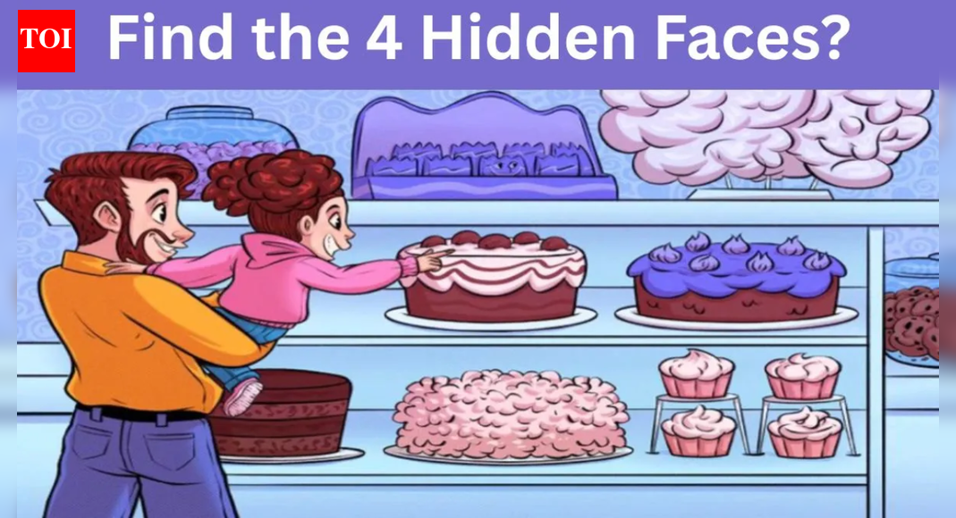 Brain teaser for kids: Can you find 4 hidden faces in this image?
