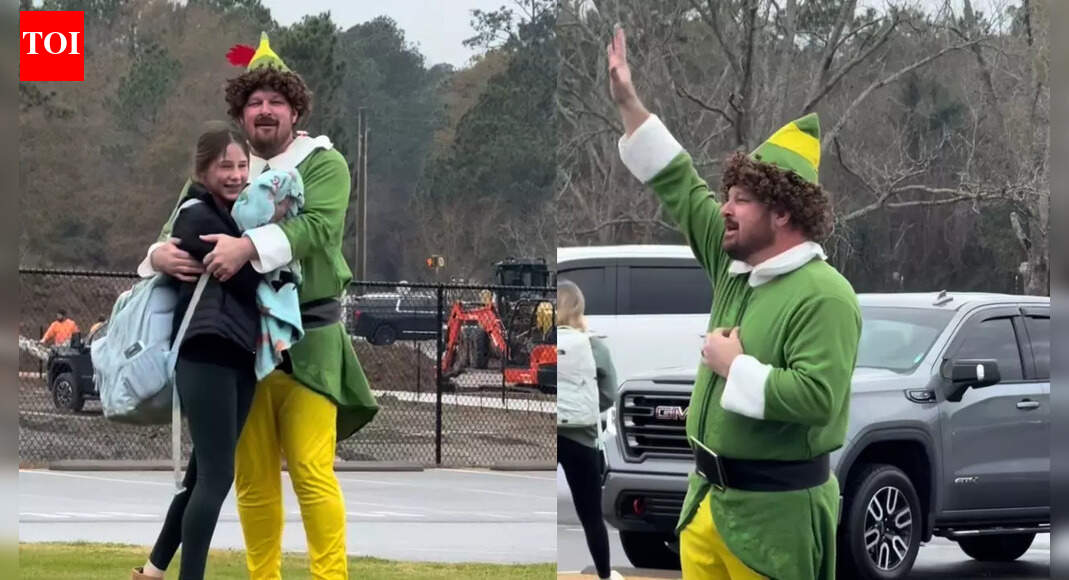 Viral video: Father surprises daughter on Christmas dressed as an elf ...