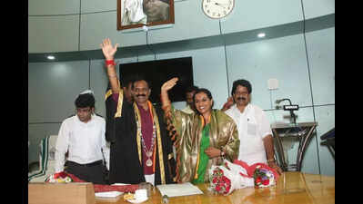 V V Rajesh assumes charge as capital’s first BJP mayor ...