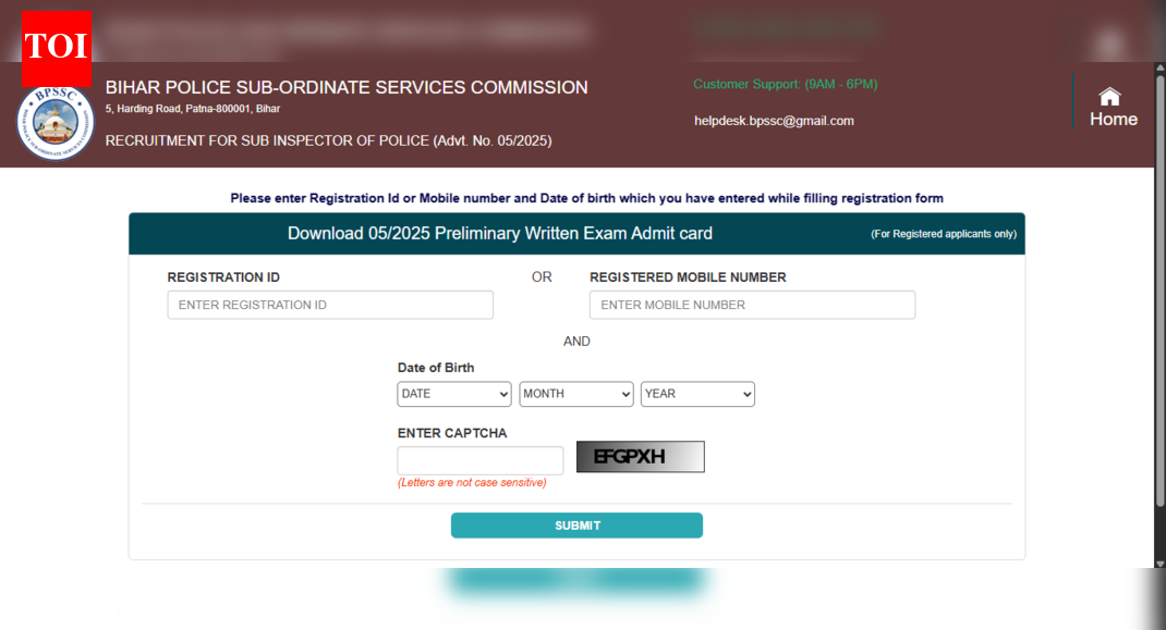 Bihar Police SI admit card 2026 released at bpssc.bihar.gov.in: Direct ...