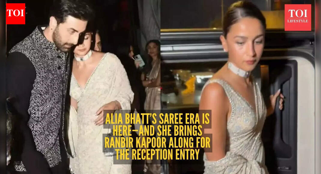 Alia Bhatt lets her saree do the talking as she arrives hand-in-hand ...