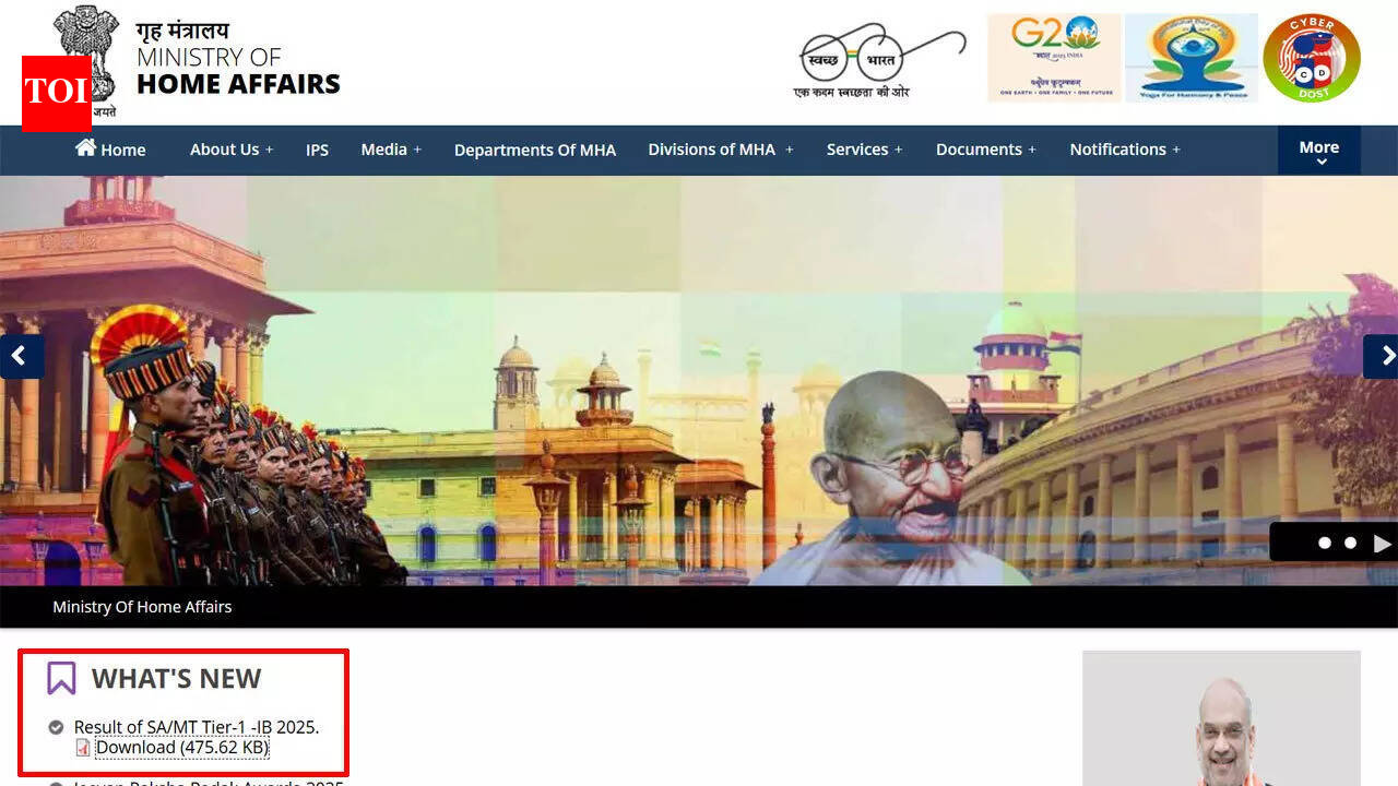 IB SA MT Exam 2025 Tier I Result out at mha.gov.in, check PDF of ...