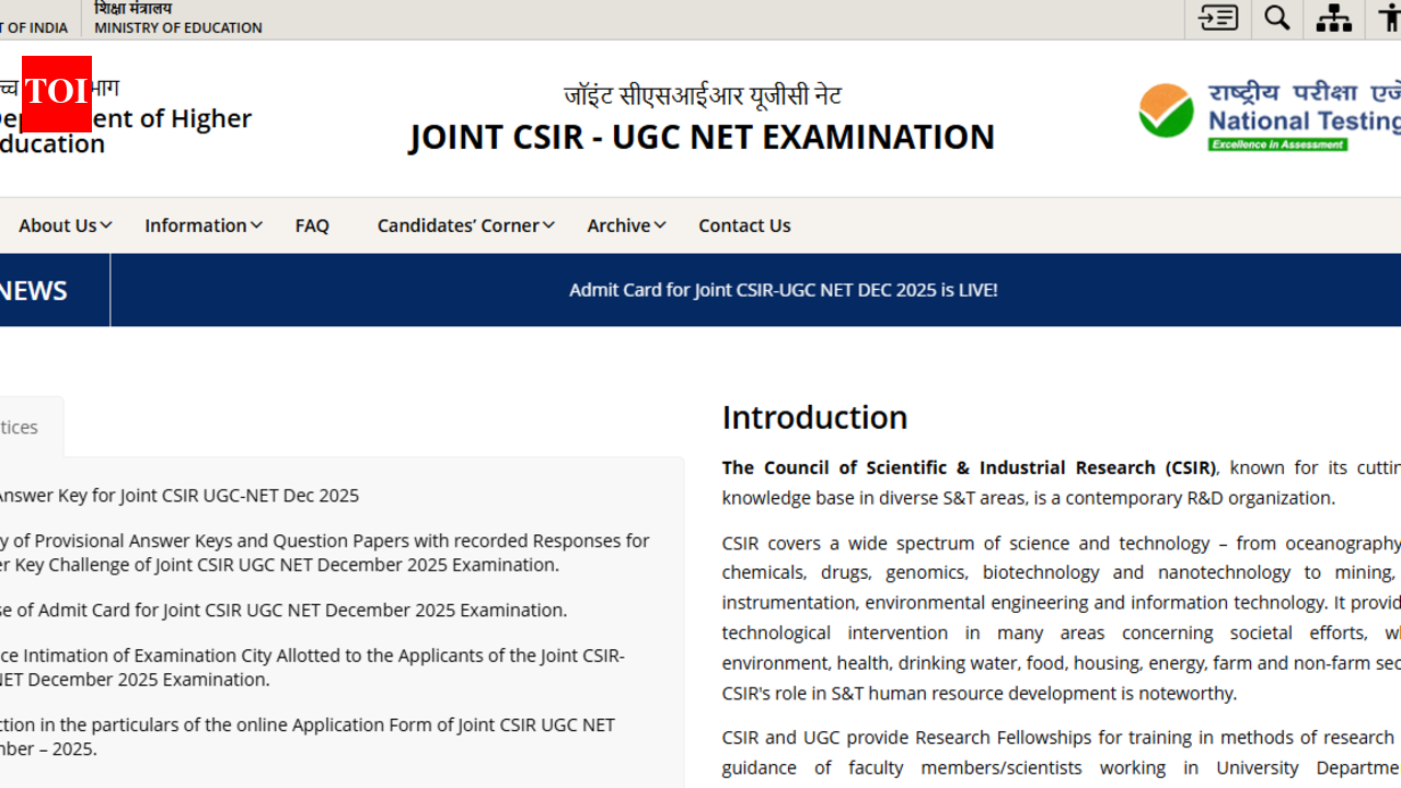 CSIR NET 2025 final answer key out: Direct link here, result expected ...