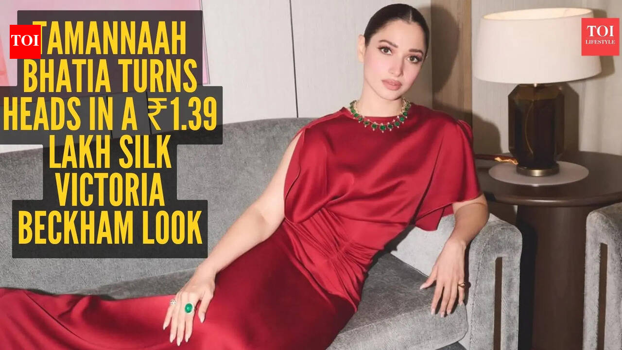 Tamannaah Bhatia’s red silk midi dress and emerald choker are a total ...