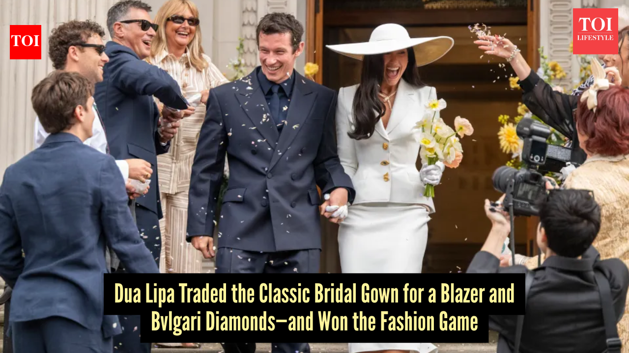 Dua Lipa traded the classic bridal gown for a blazer and Bvlgari ...