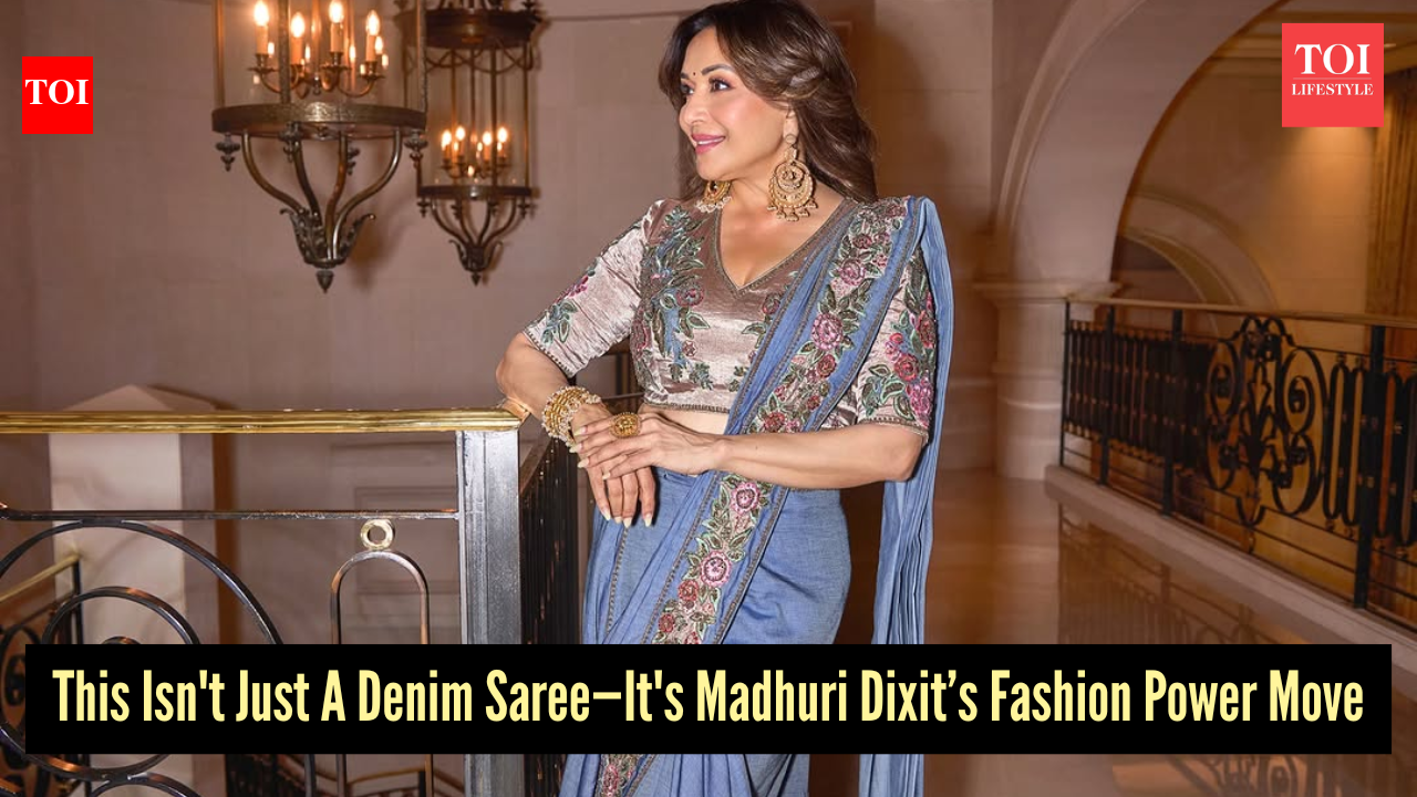 Madhuri Dixit just gave denim fabric a couture upgrade with a saree ...