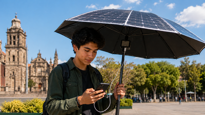 Mexico student designs solar umbrella that turns sunlight into mobile ...