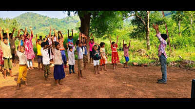 Tribals conduct yoga themed protest for school in Anakapalle district ...