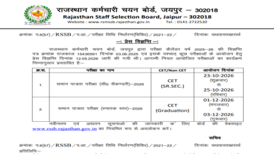 Rajasthan CET 2026 exam dates announced: Check complete schedule here ...