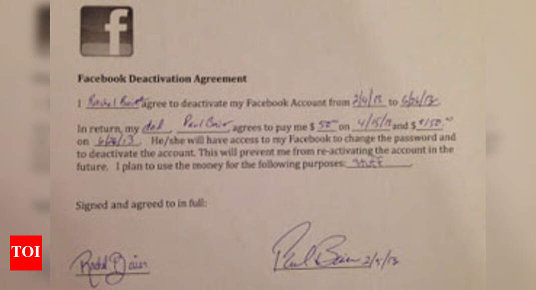 Teenager signs no-Facebook agreement, to get $200 - Times of India