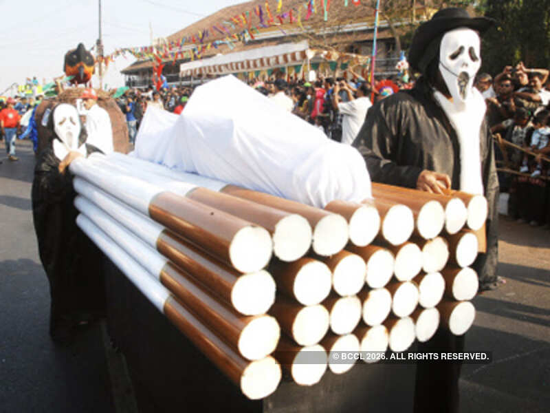 An anti-tobacco float highlights the ills of smoking, while ...