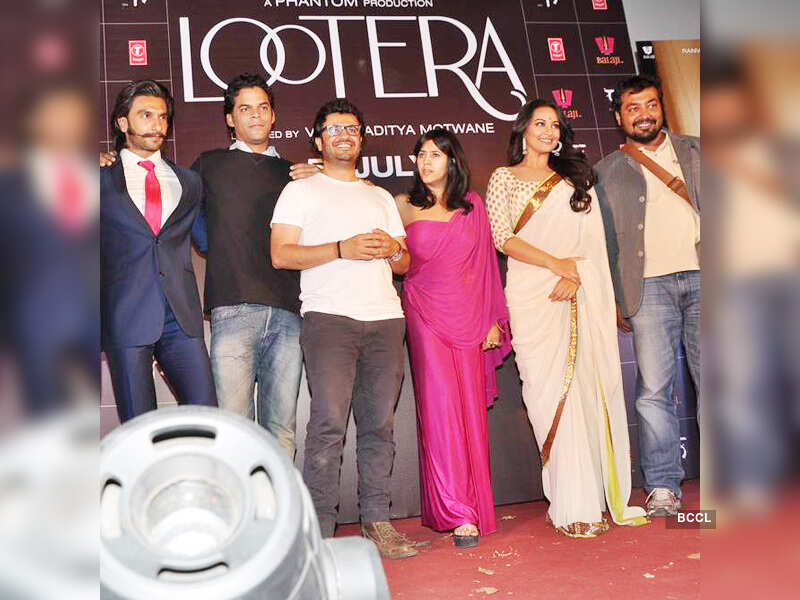 Cast and crew of the movie 'Lootera' pose together during a photo op at ...