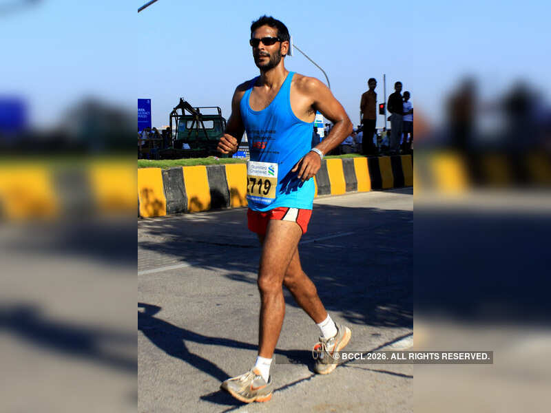 Model turned actor Milind Soman during the Standard Charrered Mumbai ...