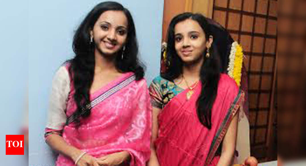 Gauthami and Gayathri in the pooja of the movie Blue in ...