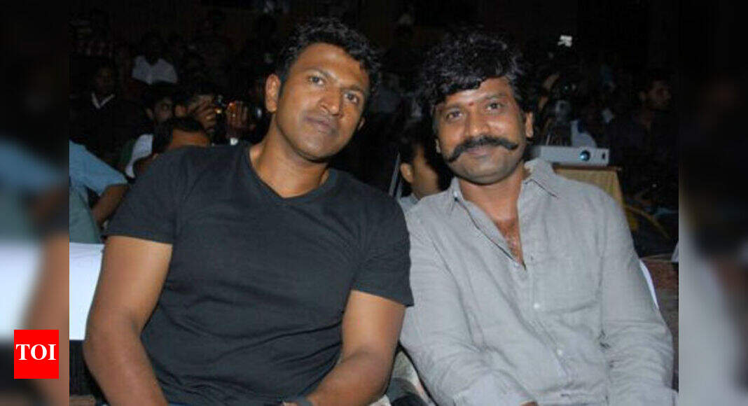 Puneeth Rajkumar and Prem bond at the title launch of Bum Bum Bholenath ...