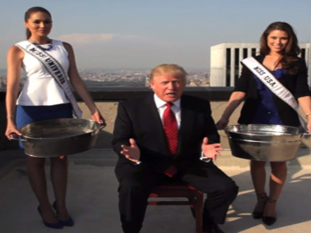 Miss Universe helps Donald Trump take Ice Bucket challenge