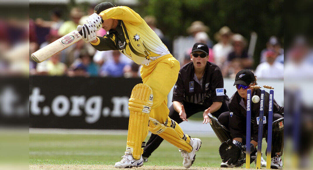Zoe Goss of Australia is bowled during the New Zealand v Australia ...