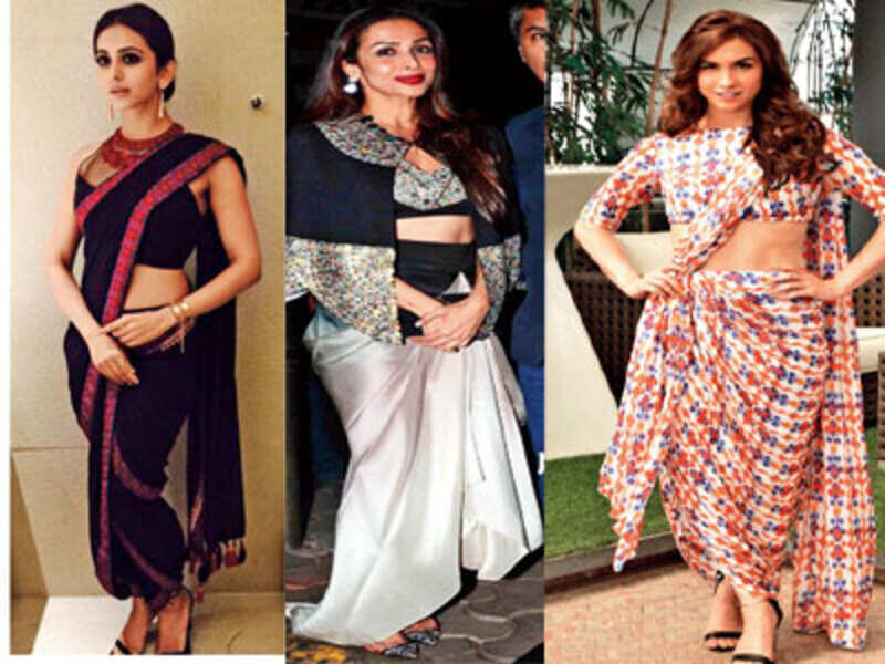 How celebs are wearing the short sari? - Times of India