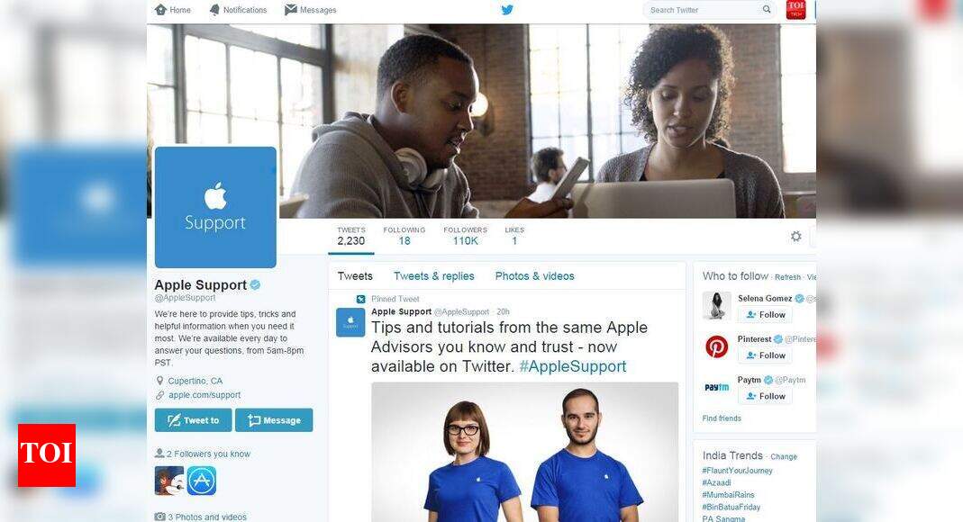 Apple opens a Twitter account to answer users' problems - Times of India