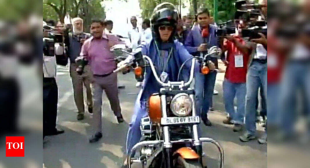 On Women's Day, Congress MP rides Harley-Davidson motorcycle to ...