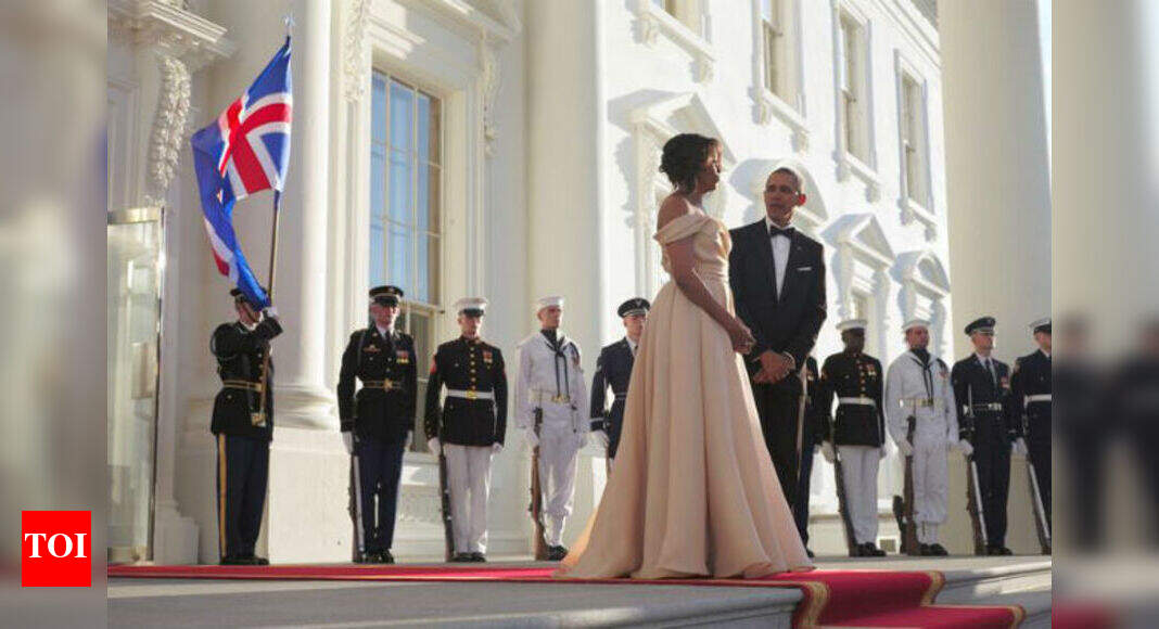 Michelle Obama stuns in Indian-American designer Naeem Khan for a state ...