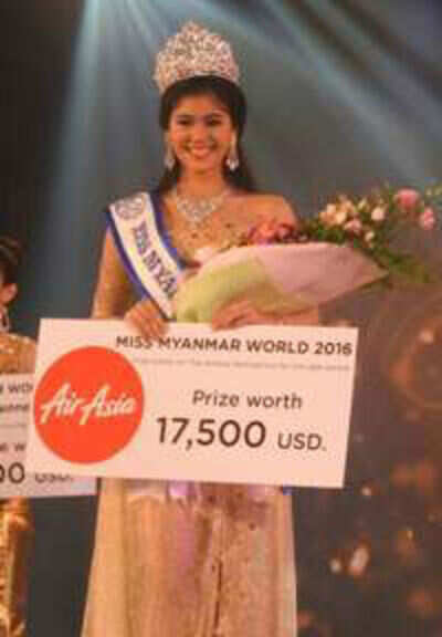 Myat Thiri Lwin crowned Miss Myanmar World 2016 - Times of India