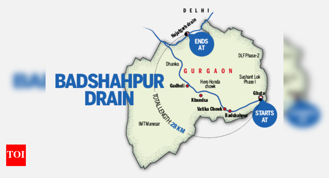 Waterlogged Gurgaon’s Badshahpur drain | India News - Times of India